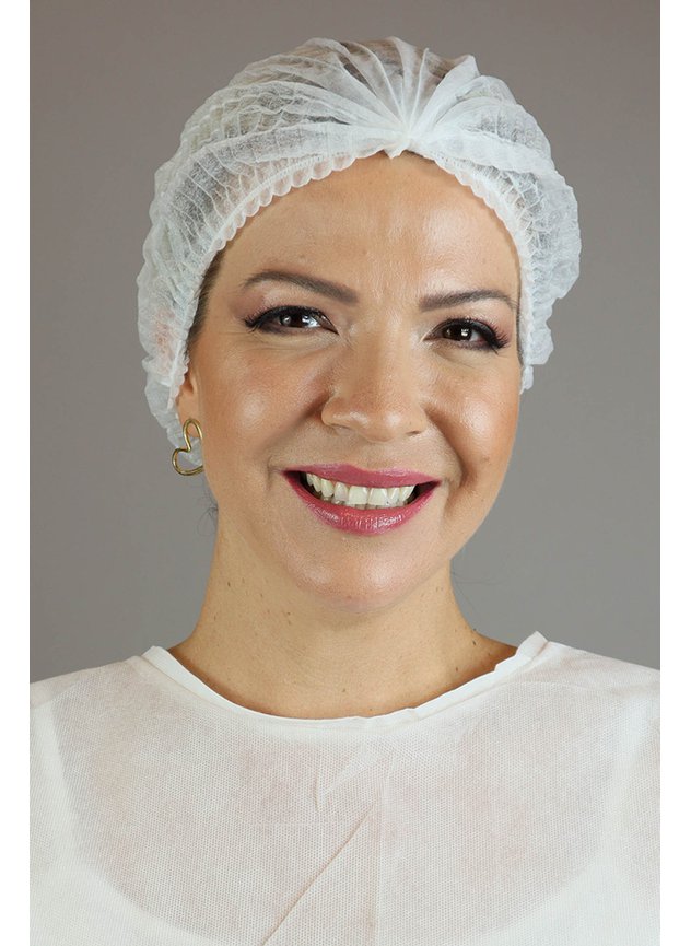Touca descartável sanfonada branca com elástico duplo (TNT) - Rosana Furman Andreatta - Especial ...