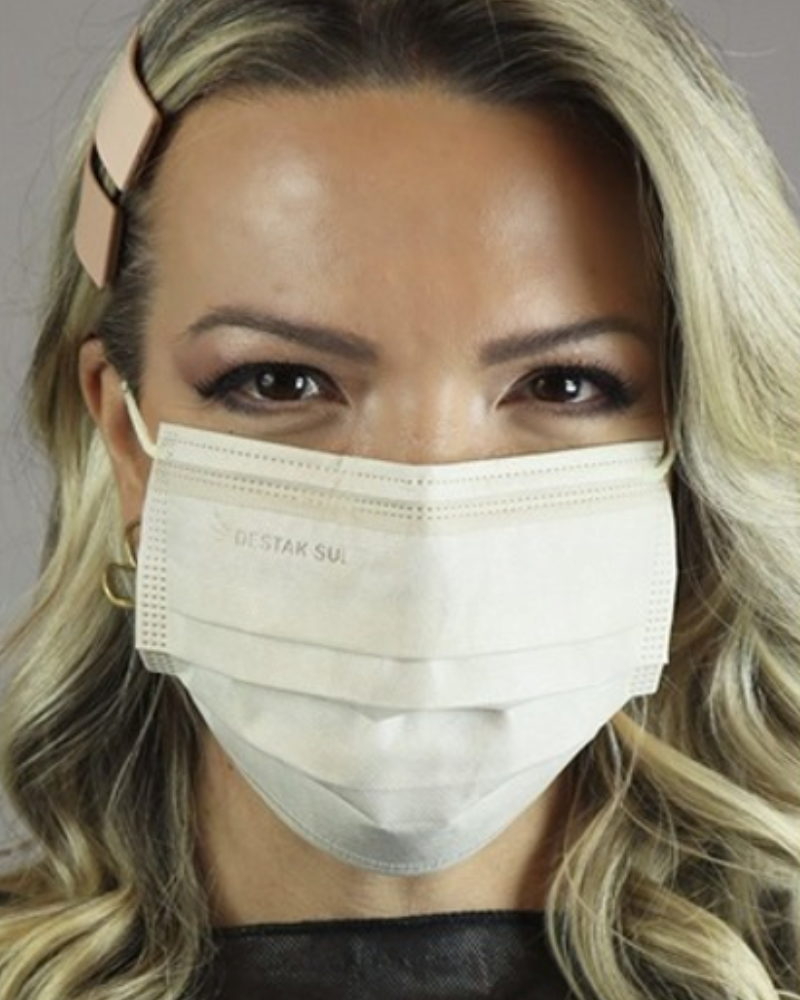 Máscara descartável cirúrgica nude com elástico baunilha - Rosana Furman Andreatta - Especial ...