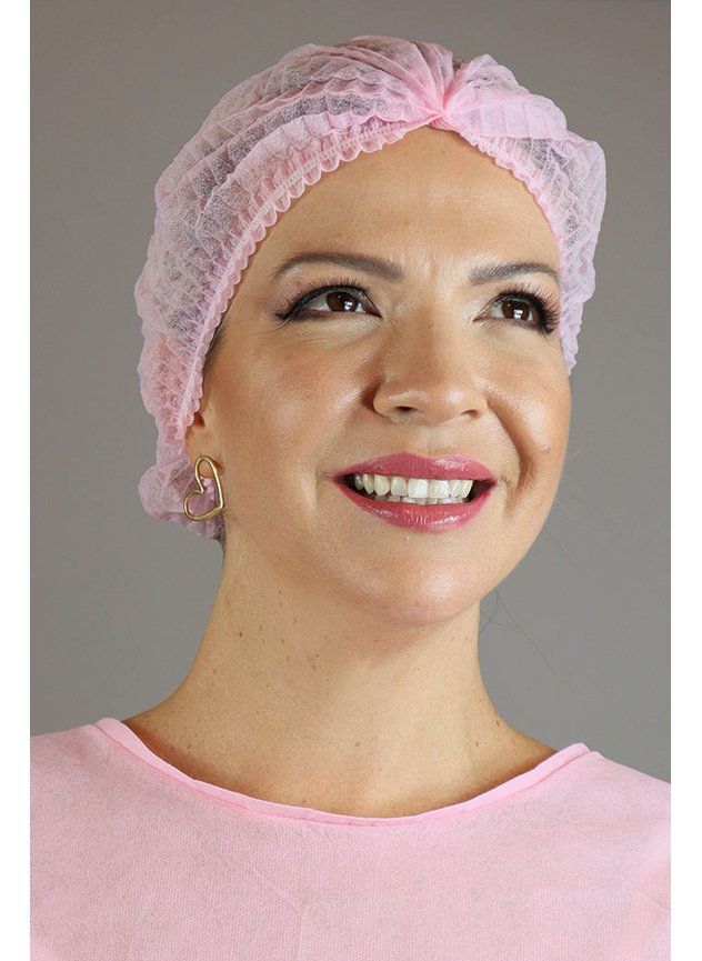 Touca descartável sanfonada rosa com elástico duplo (TNT) - Rosana Furman Andreatta - Especial ...