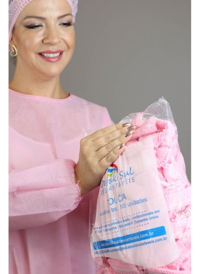 Touca descartável sanfonada rosa com elástico duplo (TNT) - Rosana Furman Andreatta - Especial ...